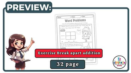 2-Digit Break Apart Addition Place Value Strategy Practice for K - Grad 2