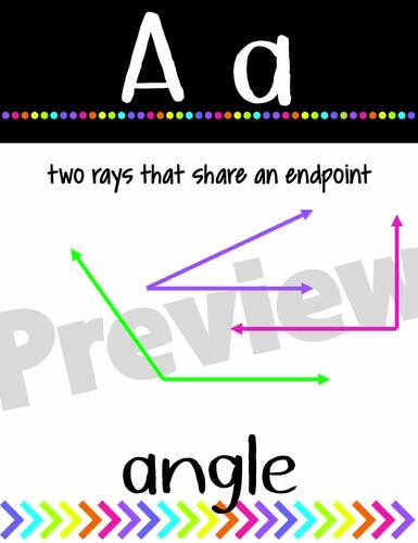 Math Alphabet Posters Vocabulary Bulletin Board Classroom Decor Black ...