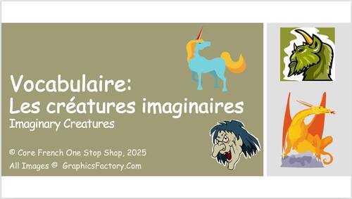 Core French Imaginary Creatures Unit Vocabulary PowerPoint | TPT