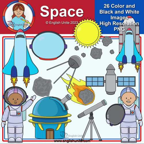 Space Clip Art Bundle – 66 PNG Images by English Unite Clip Art | TPT