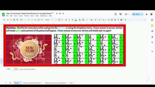 Lunar New Year 2025 Rhythm & Treble Clef Bundle Google Sheets™ & Google ...
