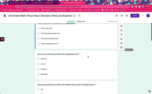 Google Forms™ Distance Learning | 2nd Grade Math Number Forms Paperless ...
