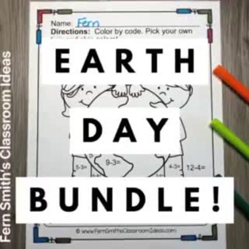 Earth Day Color By Number Addition and Subtraction Bundle | TPT