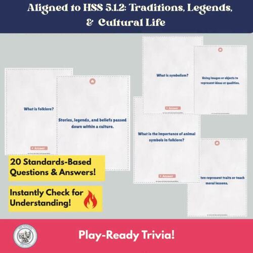HSS 5.1.2 Trivia Game- Folklore & Traditions - Flashcards, & Quiz