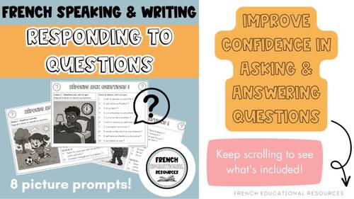 French Responding to Questions Cards with Picture Prompts | TPT