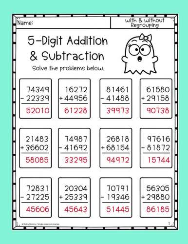 Halloween 5 Digit Addition and Subtraction Bundle With Without &Mixed ...