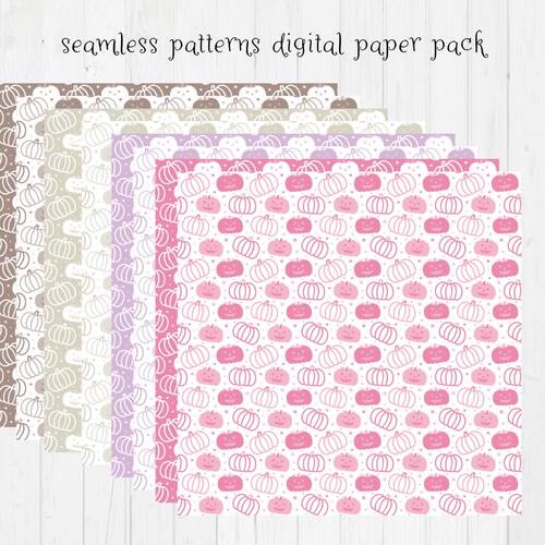 Halloween Pumpkins Paper Pack, Pastel Rainbow Colours & White Seamless ...