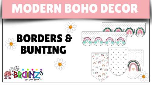 Bulletin Board Bunting | SPOTTY BOHO Rainbow Classroom Decor by BRAINZe