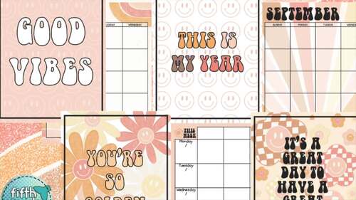 Digital GOOD VIBES Retro Groovy Teacher Binder 2023-24 by Fifth Grade ...