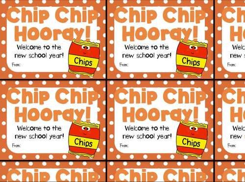Chips Beginning of Year (BOY) Gift Tag- Chip Chip Hooray! Welcome to ...
