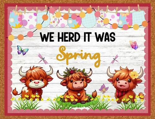 Highland Cow Spring Bulletin Board Kit,Spring Summer Classroom Decor