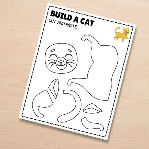 DIY Cat Paper Craft | Build A Cat | Cut and Paste | Fine Motor | TPT