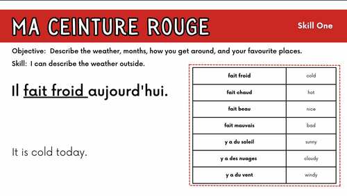French Dojo Red Belt Bundle: Student Record Page + Slide Deck CEFR A1