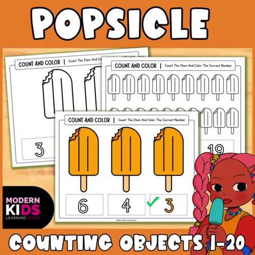 Popsicle Counting Objects to 20 Worksheets - Autism Math Activities