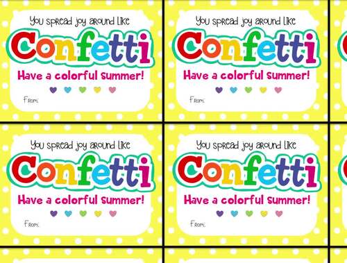 Confetti Sweets End of Year Gift Tag- You spread joy around like Confetti!