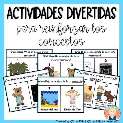 Characters, Setting, and Major Events | RL.K.3 | SPANISH by Star Kids ...