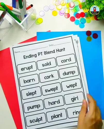 Ending XT, PT Blend Worksheet by The Joy in Teaching | TPT
