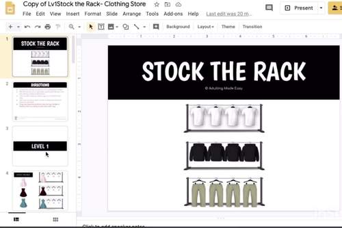 Stock the Rack (Clothing Store) Drag & Drop Google Slides | TPT