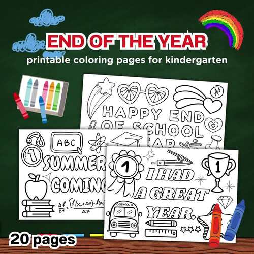 End of The Year Coloring Pages for Kindergarten, Fun Goodbye, Creative ...