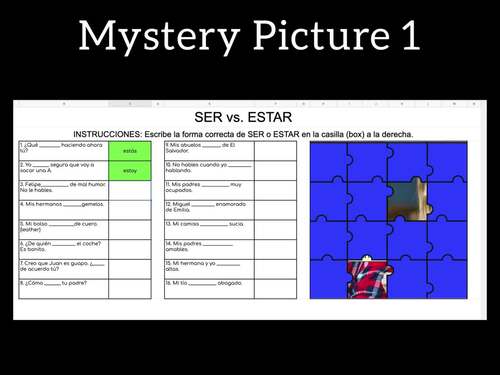 Spanish Digital Mystery Picture Puzzles Bundle for Spanish 1, 2, 3, and 4
