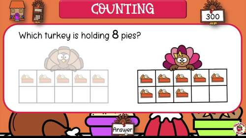 Thanksgiving Kindergarten Math Game Show - PPT Game + Printable ...