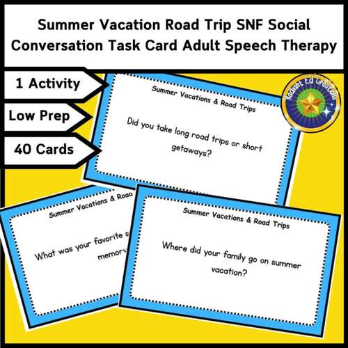 Summer Vacation Road Trip SNF Social Conversation Task Card Adult ...