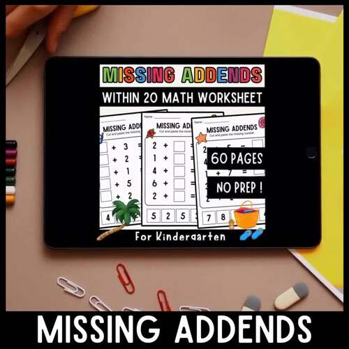 Summer Missing Addends Kindergarten Fun Math Worksheet by Pride Colorful