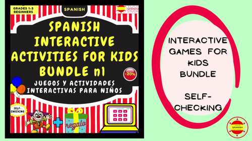 SPANISH INTERACTIVE ACTIVITIES FOR KIDS BUNDLE 1 NO PREP JUEGOS ...