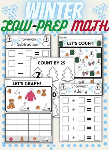 Winter Math Center Activities and Worksheets by Grow in Education