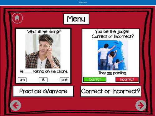 Auxiliary Verbs Am Is Are Boom Cards™ Speech Therapy Syntax Grammar ...