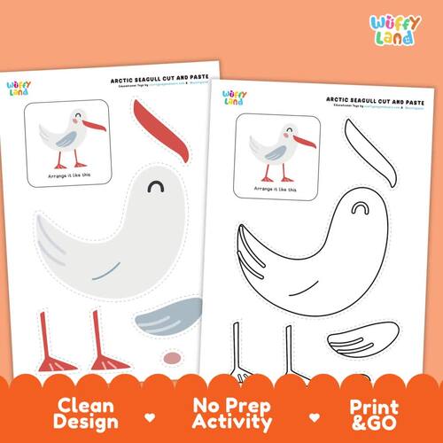 Arctic Seagull Craft Cut and Paste & Coloring Pages | Winter Polar Bird ...