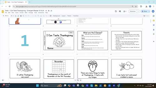 Thanksgiving Emergent Reader Mini Book | Guided Reading Activity 5 ...
