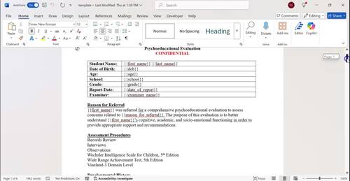 Psychoeducational Report Template by The Notification Factory | TPT