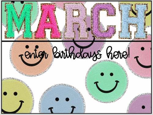 Varsity Chenille Patch Letters Bulletin Board Editable Birthday Posters ...