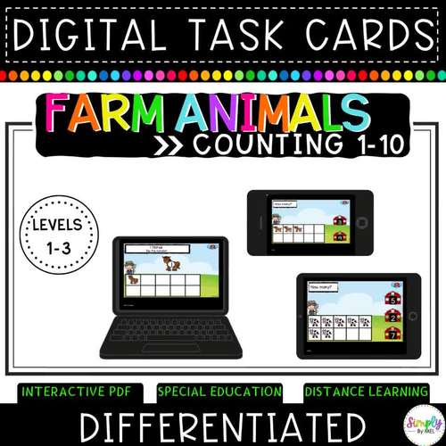 Farm Animals- Counting 1-10 l Interactive PDF by Simply By MEL | TpT