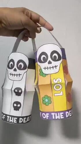 Day of the Dead Lantern Craft, Dia de los Muertos Suger Skull Printable ...