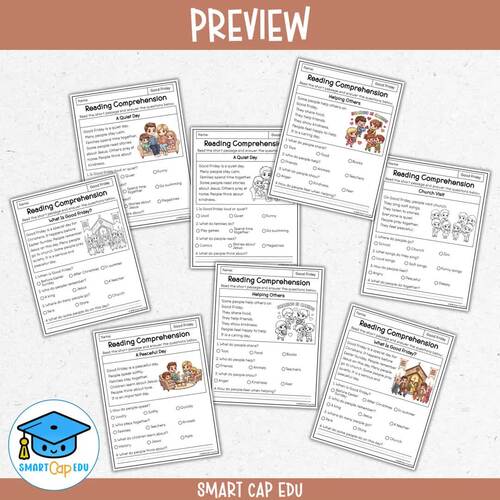 Good Friday Christian Reading Comprehension Worksheets | K & 1st Grade