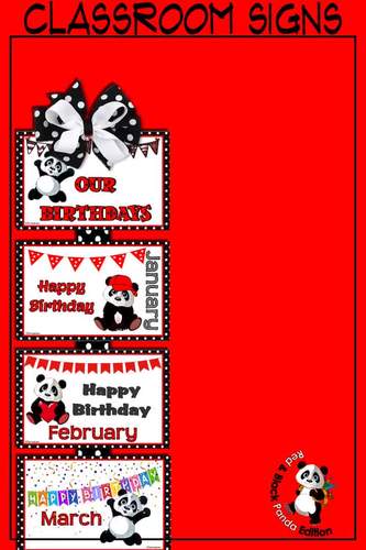 CLASSROOM DECOR Classroom Signs Classroom Management Panda Theme Red Black