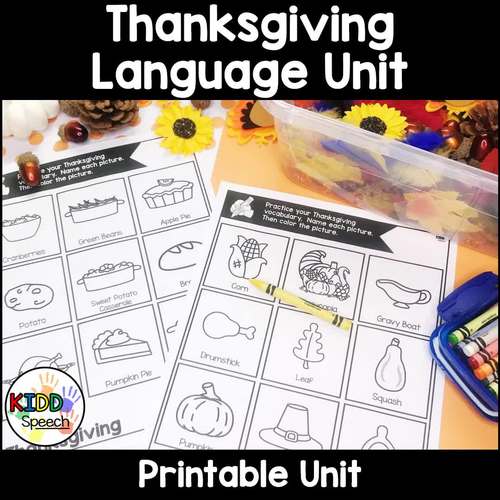 Preschool Speech Therapy Thanksgiving Language Unit Printable Activities