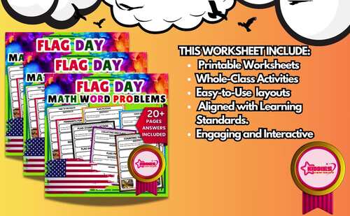 Flag Day Math Word Problems Addition, Division Activity 2nd,3rd,4th,5th ...
