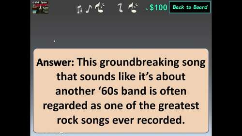 STEVIE WONDER JEOPARDY! Interactive Gameboard with Questions and Answers