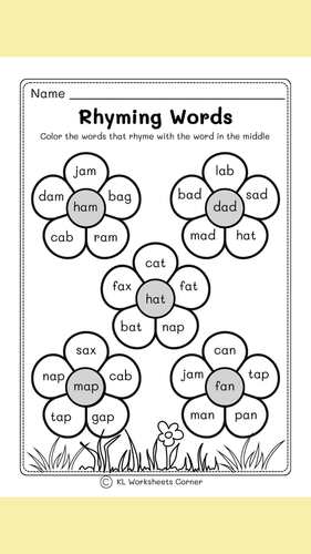 CVC Words Rhyming Worksheet (PreK-1st)-Morning Work (Phonics) | TPT