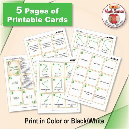 Acute, Right, and Obtuse Angles & Triangles: Math Sense Games ...