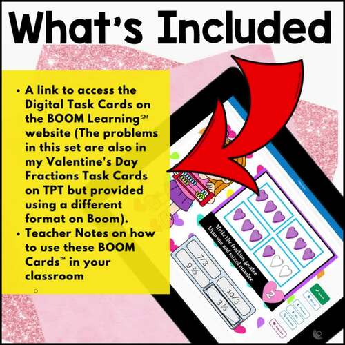 Valentine's Day Fractions Greater than 1 | Boom Card™ Digital Task Cards
