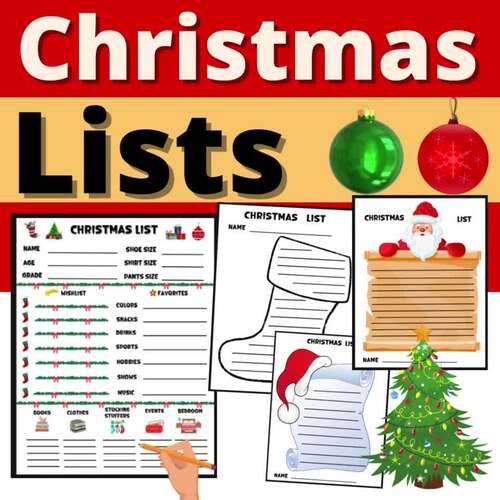 Christmas Lists Dear Santa Letters Activity Holiday Resource No Prep