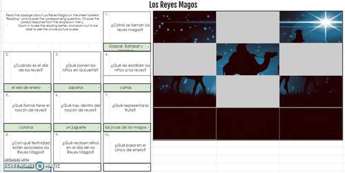 Reyes Magos Reading Comprehension Spanish Christmas Mystery Picture Puzzle
