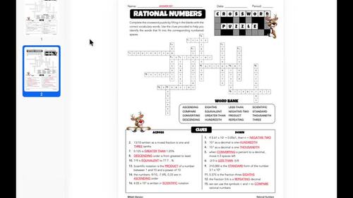Christmas Math Activity Scientific Notation Worksheet Crossword Puzzle ...