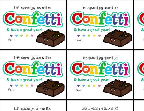 Confetti Brownies Beginning of Year (BOY) Gift Tag- Let's spread joy ...