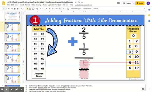 Adding and Subtracting Fractions With Like Denominators by Keep On Growing