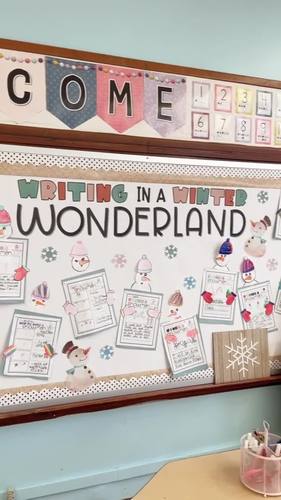 Writing in a Winter Wonderland Bulletin Board Decor | Snowman Craftivity